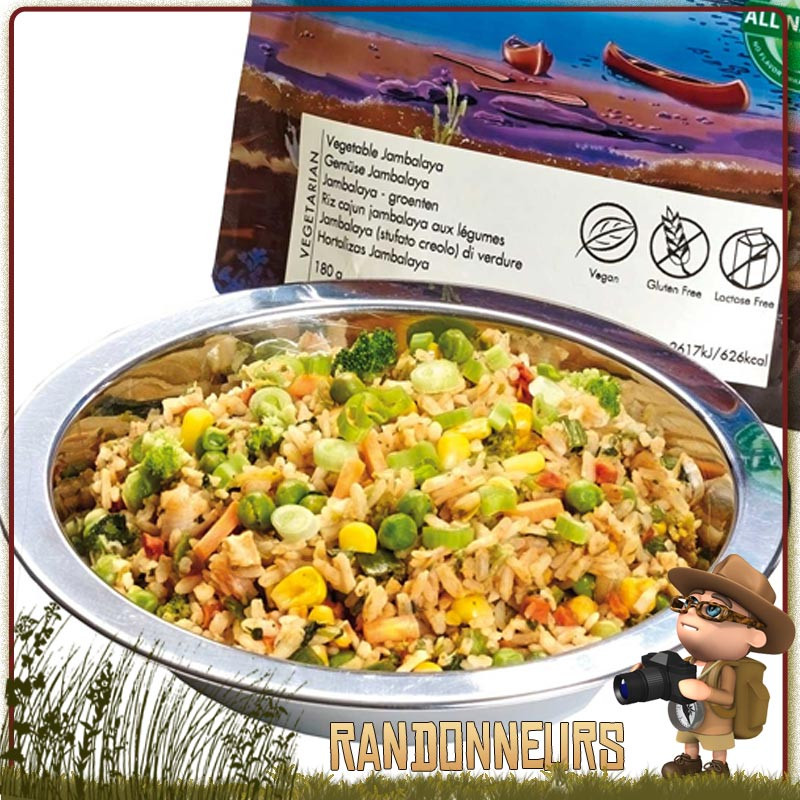 Plat lyophilisé végan rando Riz Cajun Jambalaya aux Légumes Trek'n Eat